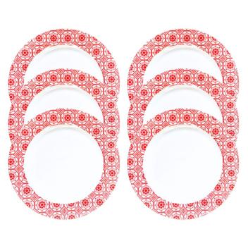 6 Pratos Raso Refeição Buffet Festa Melamina 25cm Vermelho - Sk - Prato ...