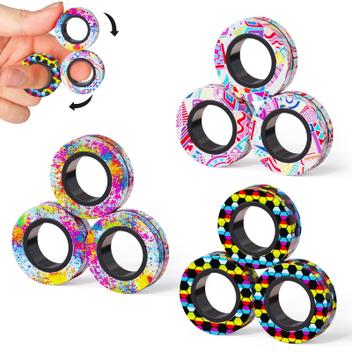 9 peças de anéis magnéticos Fidget Toy Finger Rock para adultos e ...