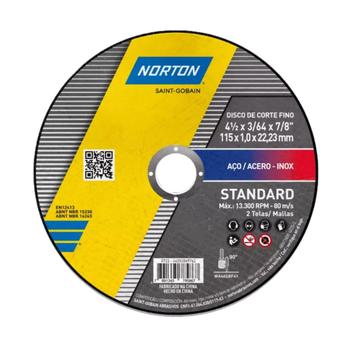 96 Disco de Corte 4.1/2 Standard Norton Aço Carbono Inox 115mm Tubos e ...