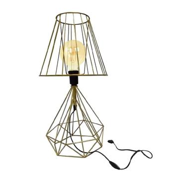 Abajur Rustico Luminária De Mesa Aramado Diamante - Dourado - Bruno ...