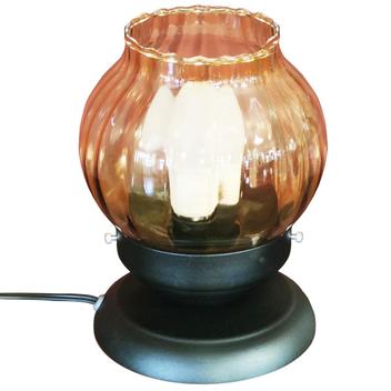Abajur Sensitive Preto Vidro Bola Americana Canelada Ambar - CM GLASS ...