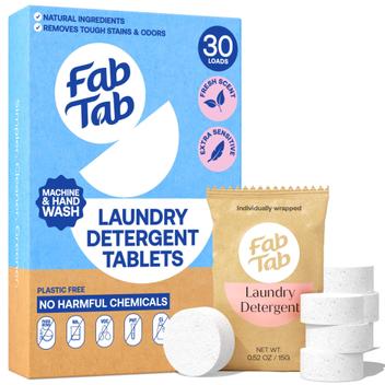 Abas de detergente para roupa FabTab Natural Plant Based 30 tabs - Fab ...