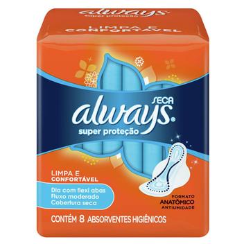 Absorvente Always Super Proteção Seca com Abas 8 Unidades - PROCTER ...