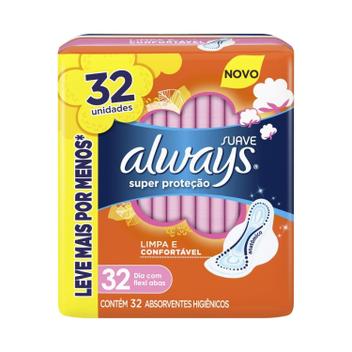 Absorvente Always Super Protecao Suave com Abas 32 Unidades Leve mais ...