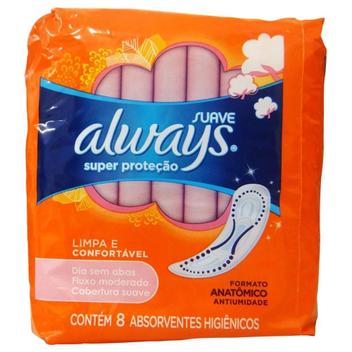 Absorvente Always Super Proteção Suave Sem Abas 8 Unidades - Absorvente ...