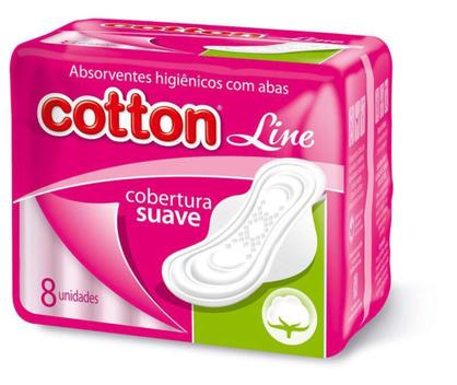 Absorvente cotton line suave com abas 8 unidades - higgie top ...