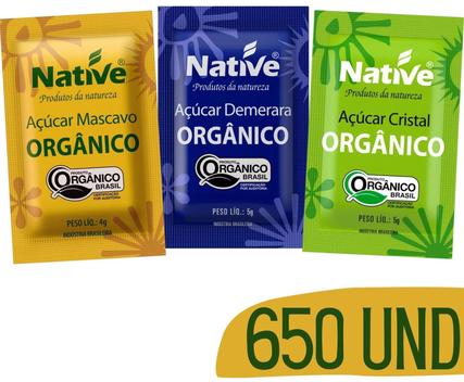 Açucar Organico Native Demerara Cristal Mascavo 650 Sachês - Açúcar ...