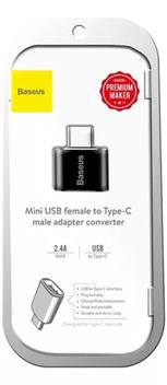 Adaptador Conversor Baseus Usb Para Usb- C - Usb X Tipo-c Cor Preto ...