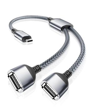 Adaptador de cabo USB C macho para USB duplo fêmea Thunderbolt 3 - RUXELY - Adaptador USB ...