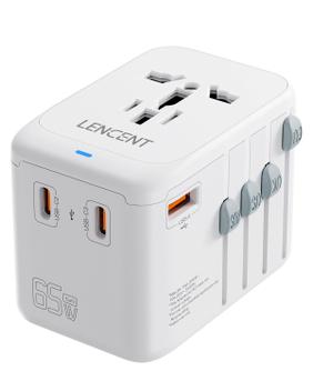 Adaptador de Viagem LENCENT GaN III 65W - 1 USB-A e 3 USB-C PD - Adaptador USB - Magazine Luiza