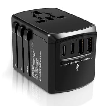 Adaptador de viagem universal Mapambo com 4 portas USB e tomada AC ...