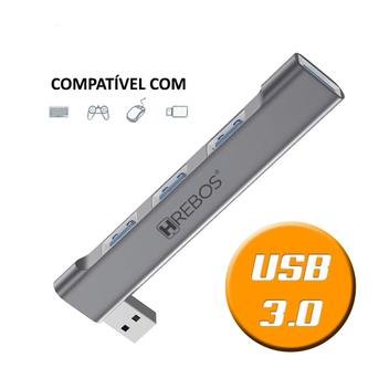 Adaptador Hub USB 3.0 Extensor 4 Portas - Conectores de Saída: 3 USB ...