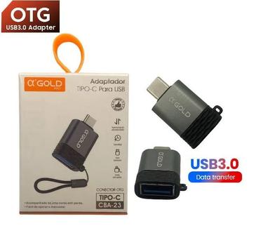Adaptador OTG Usb 3.0 Femea Para Tipo C Macho CBA-23 A'Gold - Adaptador ...
