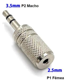 Adaptador P2 Macho Para P1 Fêmea Ou Jack J2 Estéreo Metal - daz - Cabo ...