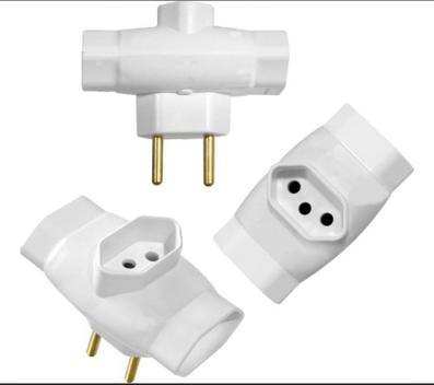 Adaptador T Benjamin 2 Pinos 3 Saídas Universal PADRÃO NOVO - UTILIMIX ...