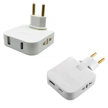 Adaptador Tomada Benjamin Articulado Com 4 Entradas Tomada/ Usb / Usb C ...