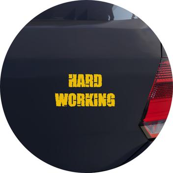 Adesivo de Carro Hard Working Para Carro Utilitário - Cor Amarelo ...