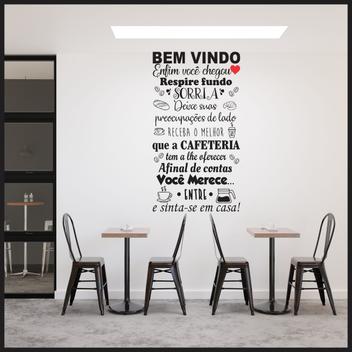 Adesivo De Parede Decorativo Frase Mensagem Bem-Vindo CAFETERIA - DEKAL IMPRESSAO E COMUNICACAO ...