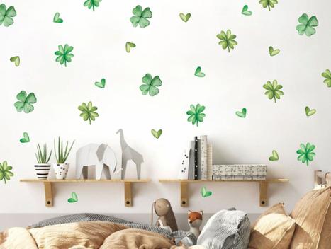 Adesivo De Parede Trevos Da Sorte Folhas Verdes Decoração - Adesivos ...