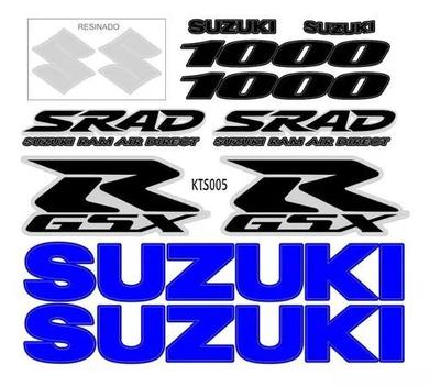 Adesivo Faixa Emblema Suzuki Gsxr Srad 1000 Kit Preto E Azul - Resitank ...