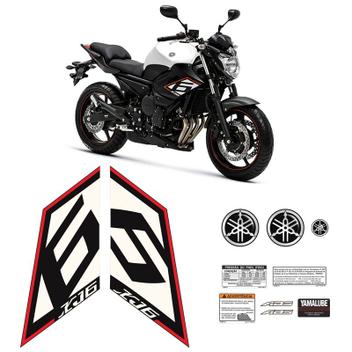 Adesivo Moto Yamaha Xj6 2015 Faixa Vermelha Tanque + Emblema ...