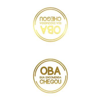 Adesivo "Oba Sua Encomenda Chegou" - Ref.2042 - Hot Stamping - Dourado - 30 unidades - Stickr ...