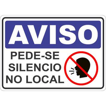 Adesivo placa aviso sinalização atenção silencio 15x21 cm ou 21x30cm ...