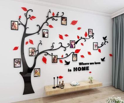 Adesivos de parede 3D Tree DIY Photo Frame Family Decor Red - guangmu ...