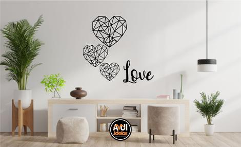 Adorno Parede Coração love Quadro Decoração aplique vazado mdf - avui ...