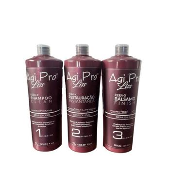 Agi Max Pro Liss Escova Progressiva Shampoo +Ativo 2x1L + Bálsamo ...