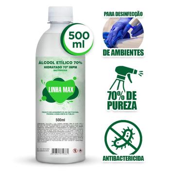 Álcoool 70% Líquido 500Ml Etílico Hidratado Bactericida - Alcool Max ...