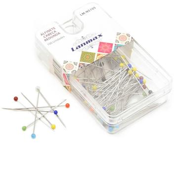 Alfinete Cabeça de Vidro Redonda Lanmax - 100 Unidades - Agulhas e ...