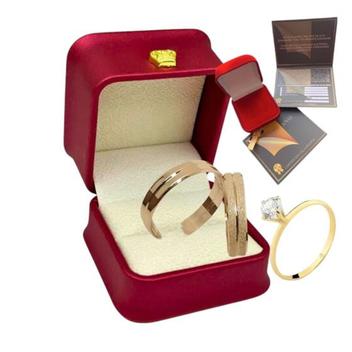 Alianças de Ouro 18k Casamento 4mm + Anel de Noivado - Sheju Joias ...