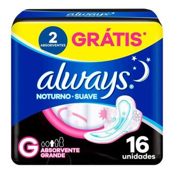 Always absorvente noturno suave g com abas de 16 unidades - PROCTER ...