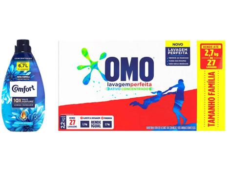 Amaciante Comfort Concentrado Cuidado Essencial - 1,5L + Sabão em Pó ...