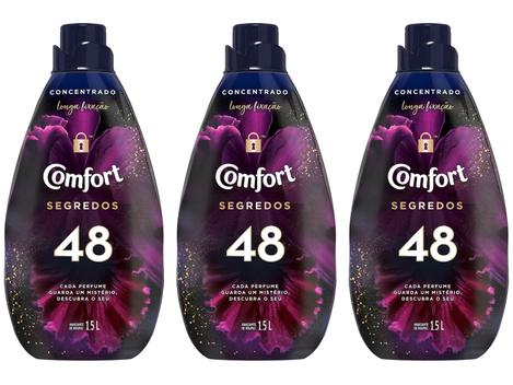 Amaciante Comfort Concentrado Segredos 48 1,5L - 3 Unidades - Amaciante ...