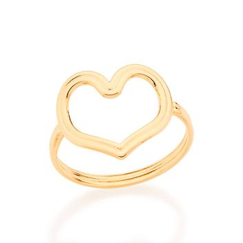 Anel 18k com coração vazado 512346 Rommanel - Anel - Magazine Luiza