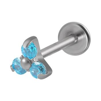 Anel Labial/Labret de Titânio com Opala e CZ - Rosca Interna - Para ...