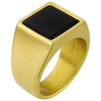 Anel Masculino Pedra Ônix Preta de Aço Inoxidável - Balderman - Anel ...