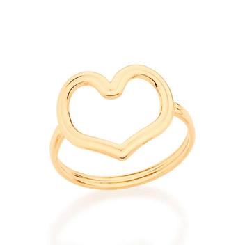 Anel Rommanel Duplo Coração Vazado Banhado Ouro 18k 512346 - Anel ...