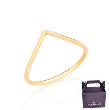 Anel Rommanel Fino Skinny Curvatura Em V Banhado Ouro 512449 - Anel ...