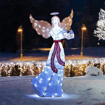 Anjo iluminado de Natal Goplus 150 cm com 120 LED branco frio - Anjo ...