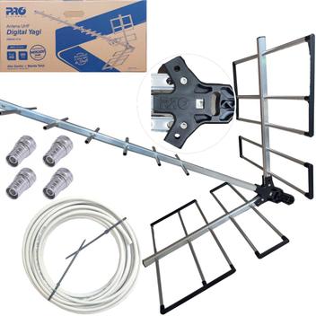 Antena Digital Externa Tv Zona Rural Máximo Alcance 20m Cabo Kit ...