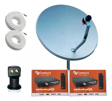 Antena Parabolica Digital Century com 02 Receptor Midia box SE - Antena ...