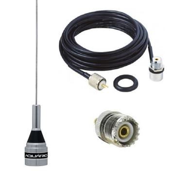 Antena Vhf 50cm M-300C Cabo 5,5 metros com Conectores Adaptador Baofeng Uhf Femea X Sma Femea ...