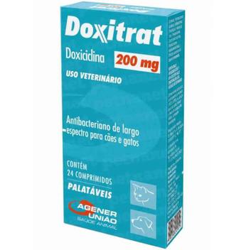 Antimicrobiano Doxitrat Para Cães e Gatos Doxiciclina 200mg 24 ...