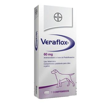 Antimicrobiano Veraflox para Cães 60mg 7 Comprimidos - Bayer - Anti ...