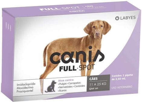 Antiparasitário Canis Full Spot 11 a 25kg 2,5ml - LABYES - Vermífugo ...