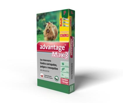 Antipulgas E Carrapatos Elanco Advantage Max3 0,4 Ml Para Cães Até 4 Kg 3 Bisnagas - ADVANTAGE ...