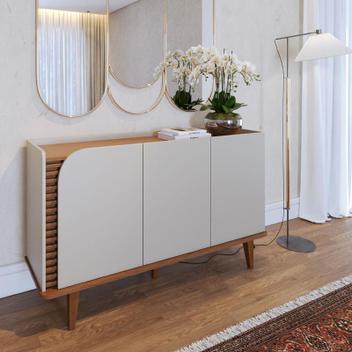 Aparador Buffet Ambiente Jurerê Off White Matte Freijó - Colibri ...